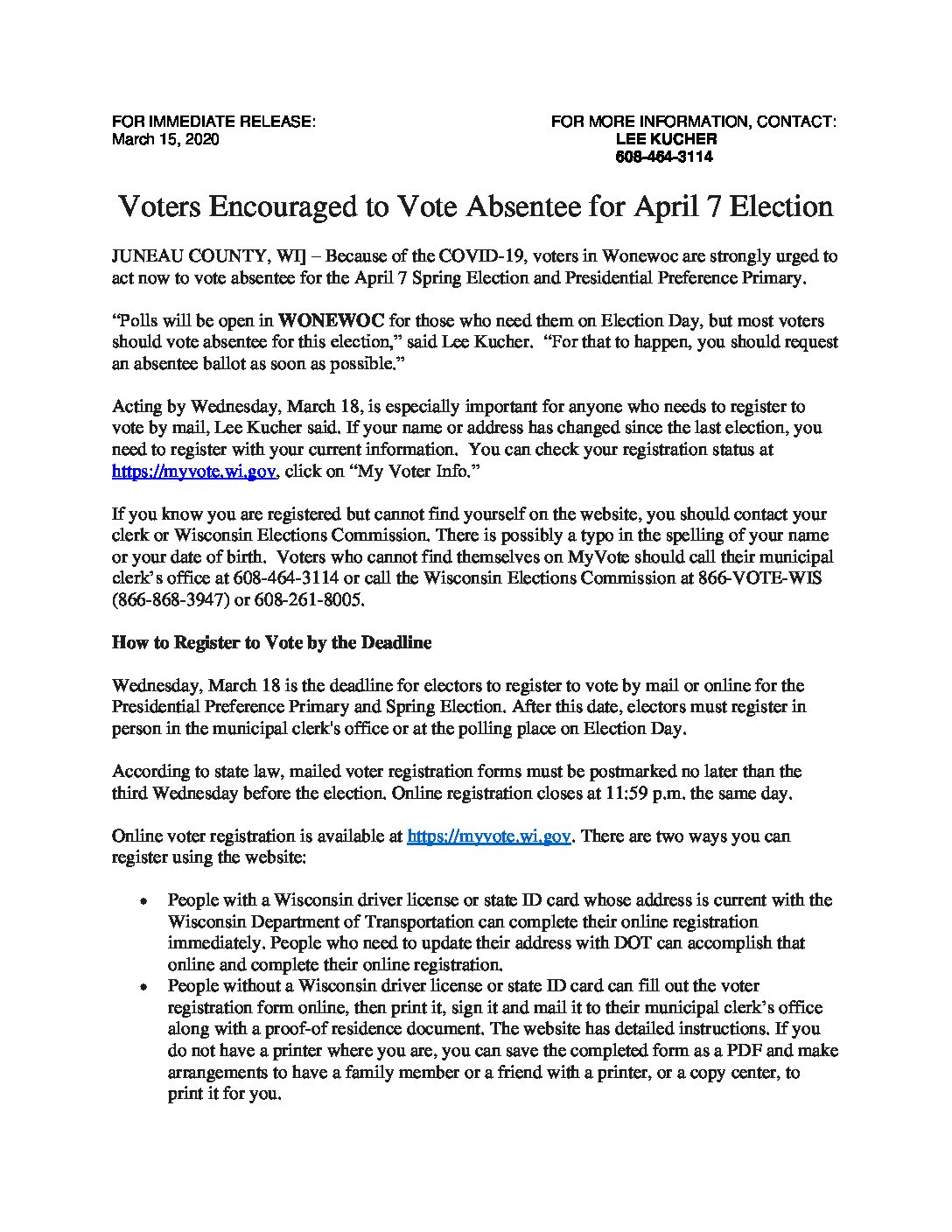 Village of Wonewoc, Juneau County, Wisconsin | Official Website of the ...